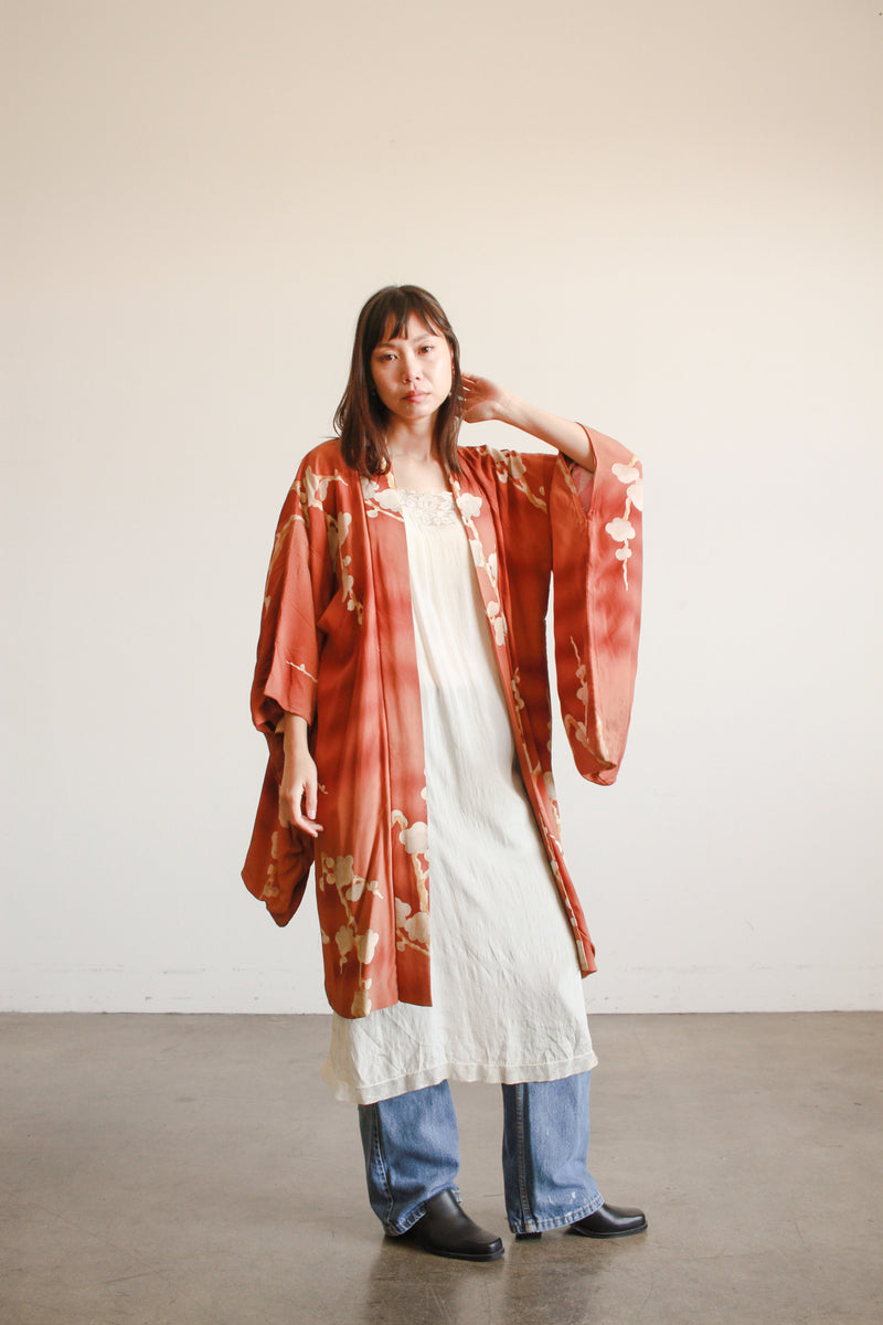 1950s Sienna Brown Reversible Silk Kimono – Blossom Vintage