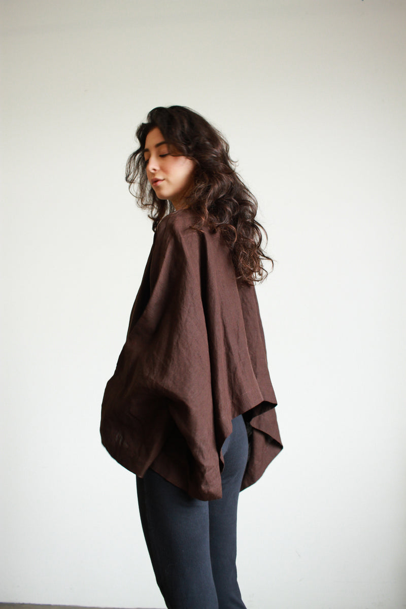 1990s Chocolate Brown Linen Draped Jacket – Blossom Vintage
