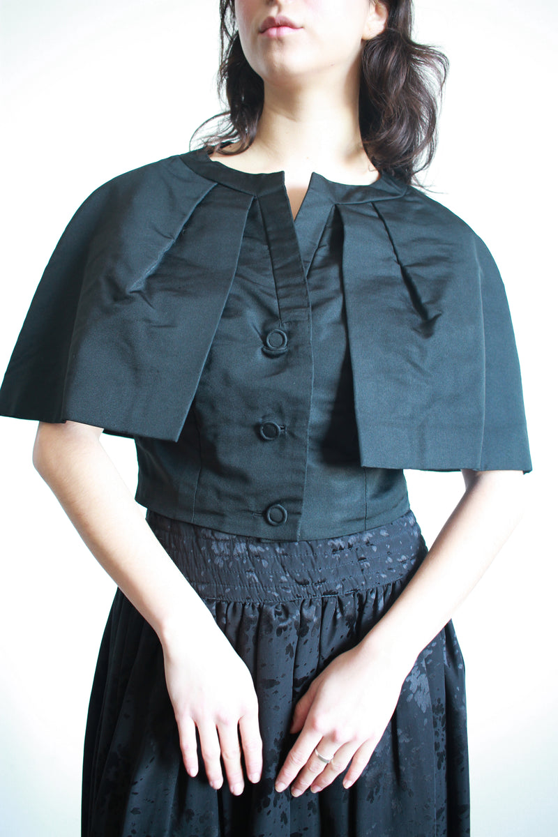 1950s Black Silk Crepe Capelet – Blossom Vintage