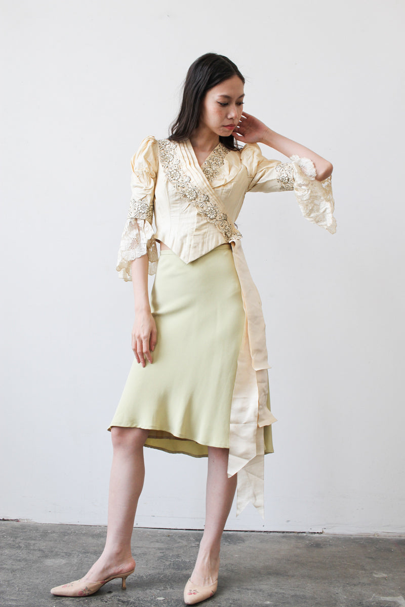 Victorian Cream Embroidered Corset Bodice – Blossom Vintage