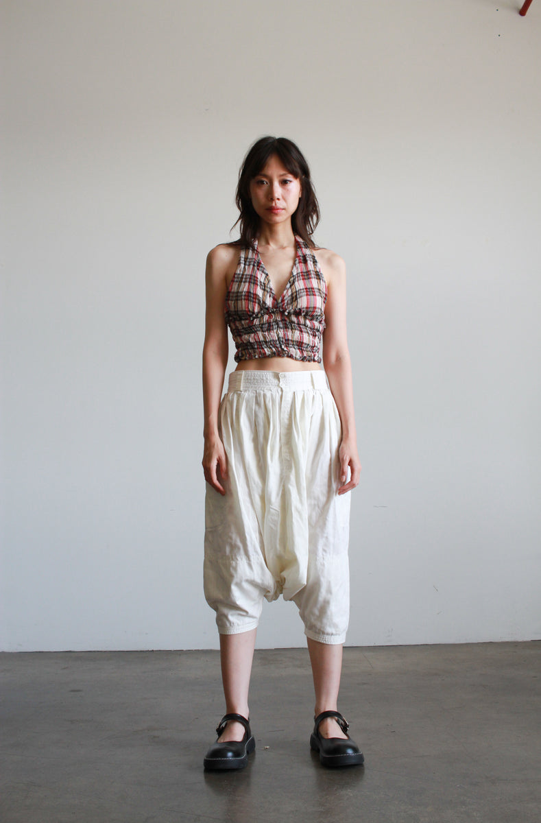 1980s White Linen Drop Crouch Knicker Pants – Blossom Vintage
